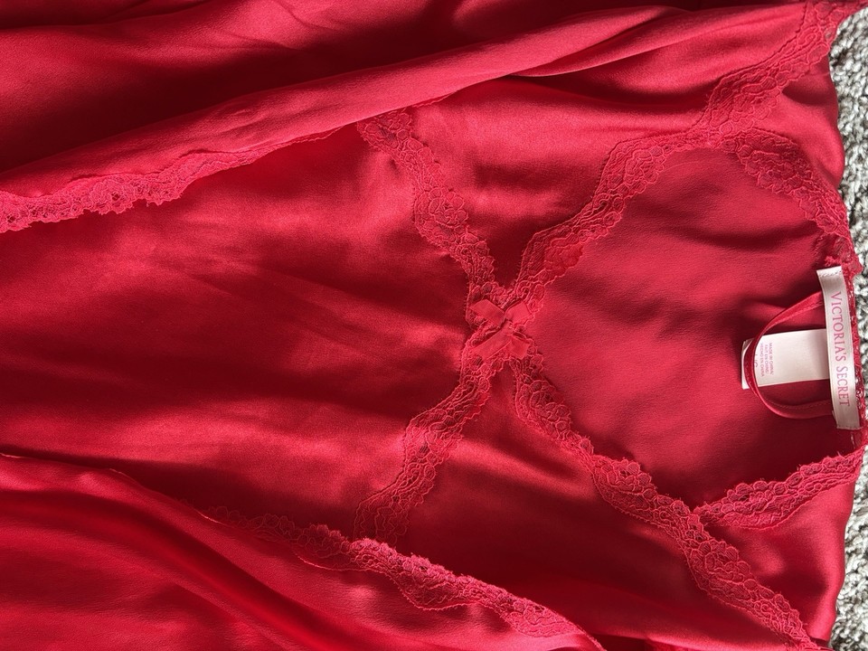 Red Silk Victoria Secret Lingere With Lace | eBay