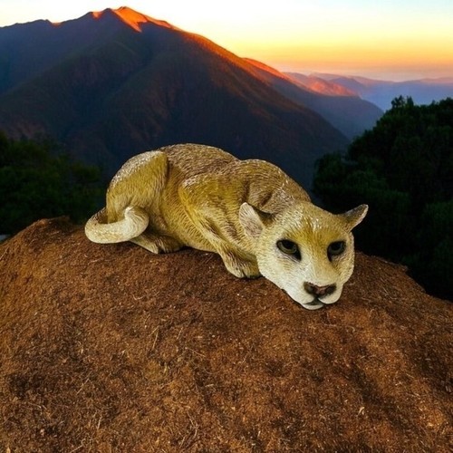 Cougar Puma Statue 5" Sandcast Hand Painted Hunting Pose Wildlife ...
