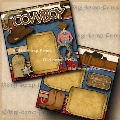 COWBOY 2 premade scrapbook pages paper piecing horse boy LAYOUT ...