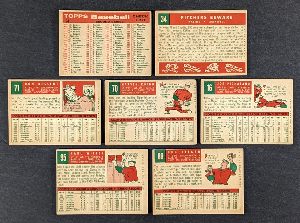 1959 Topps Baseball Lot 7 Cards | eBay