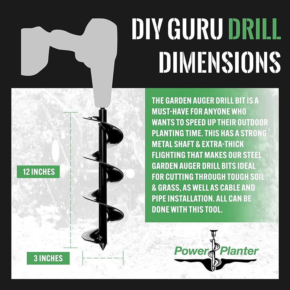 Power Planter DIY Guru Garden Auger Purple- 3"x12" Drill Bit Hole ...