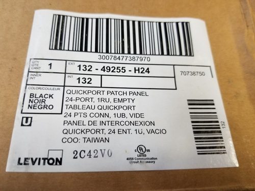 Leviton 132-49255-H24 Quickport Patch Panel 24 Port 1RU w Cable ...