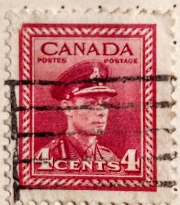 Canada 4 Cent stamp King George VI red SC # 250 VF | eBay