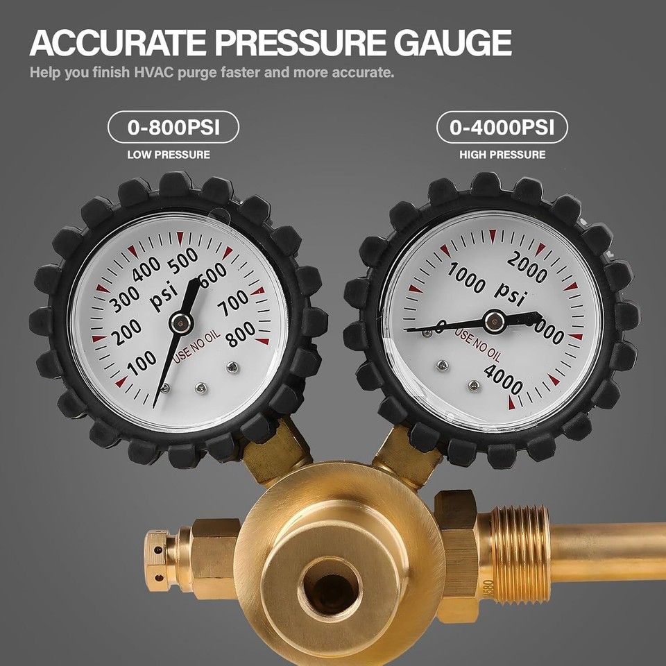 Nitrogen Regulator for Hvac Purge 0-800 Psi Output Pressure CGA580 1/4 ...