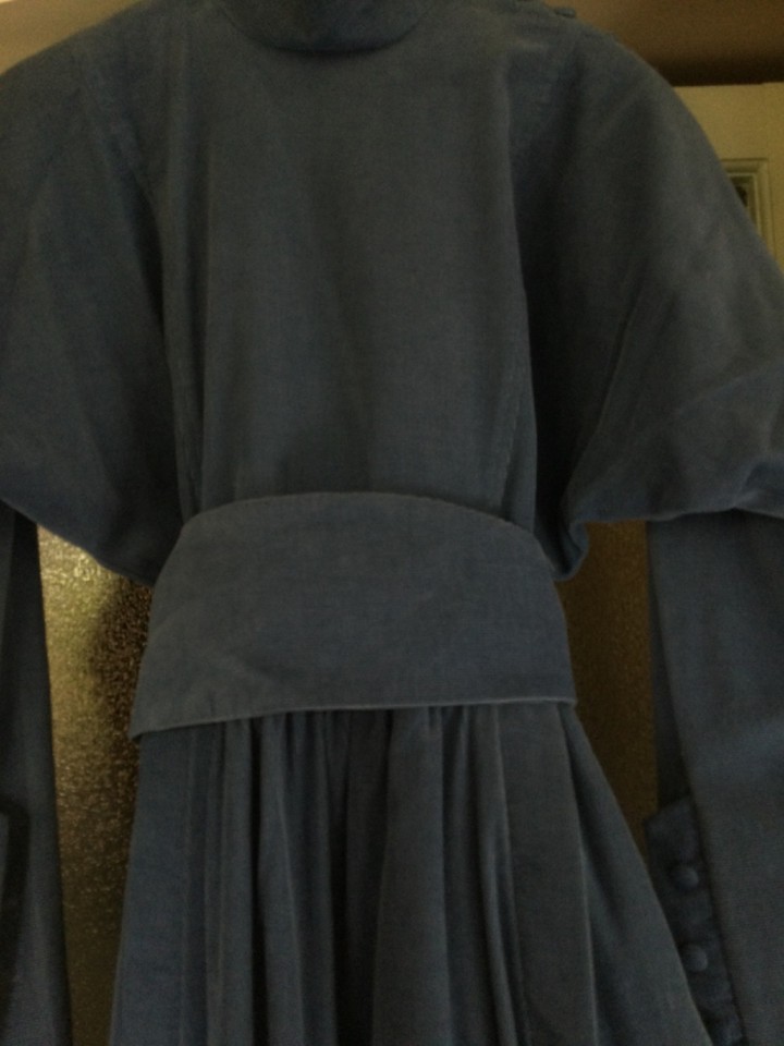 Beautiful Blue Cord Dress by Droopy and Brown with Puffed Sleeves .Size ...