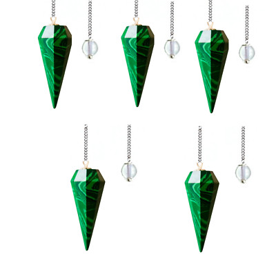Bulk 5 Pcs Natural Malachite Crystal Gemstone Dowsing Pendulums | eBay