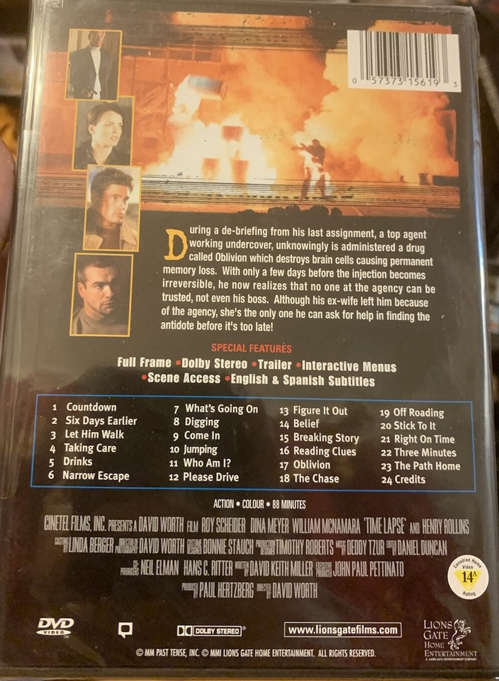 SEALED Time Lapse (DVD, 2001, Canadian) Roy Scheider Rollins Meyer ...