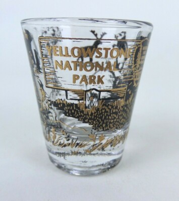 Vintage Culver Shot Glass Yellowstone National Park Souvenir 22K Gold ...
