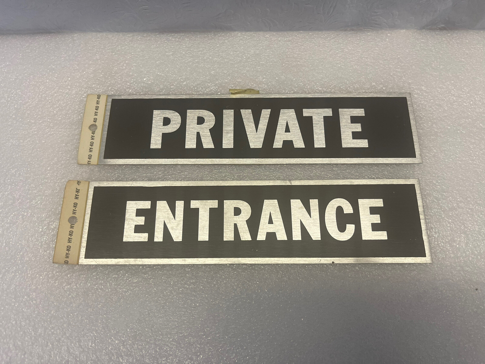 2-PRIVATE /ENTERANCE DOOR SIGNS Adhesive Sticker Aluminum Silver 2"x8 ...