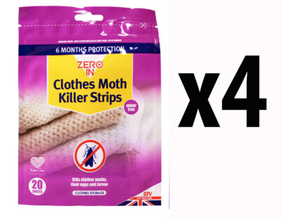 80 x Zero In Clothes Moth Eggs Larvae Killer Strips Up to 6 Months ...