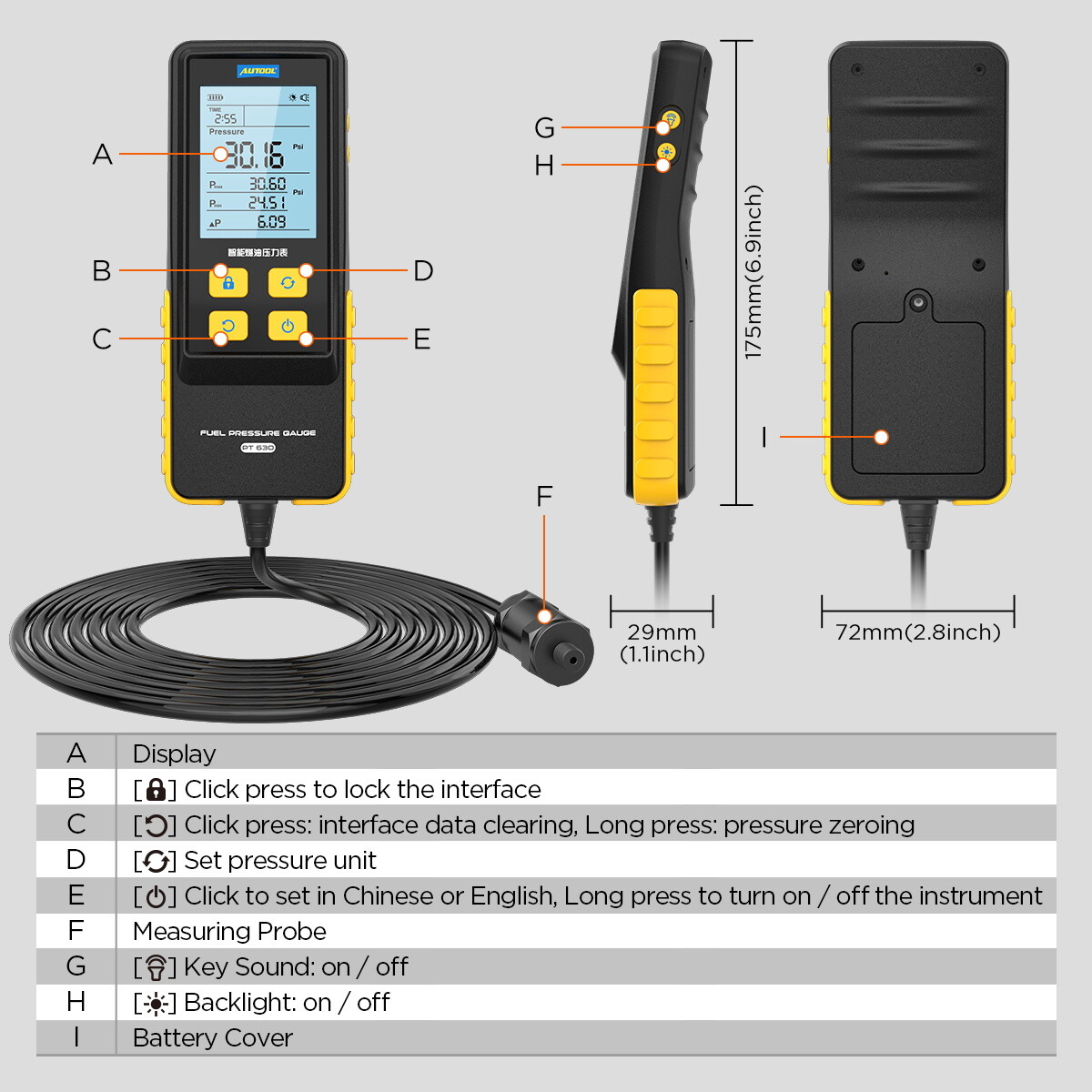 Gasoline Fuel Injection Pressure Tester Car Digital Fuel Pressure Gauge ...