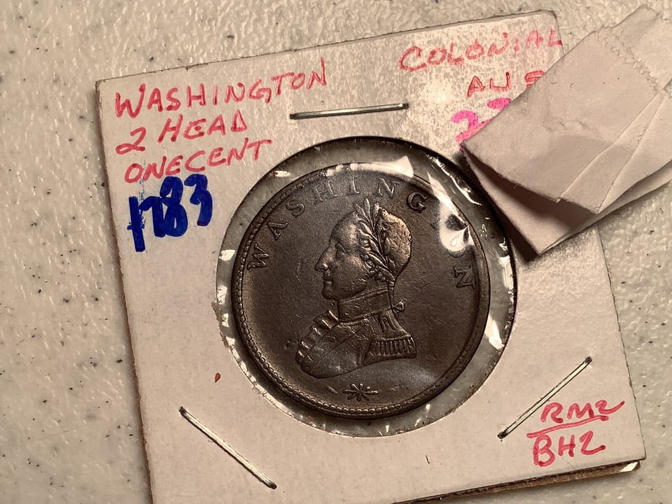 1783 Washington Two Headed Cent AU Hard To Find In This Condition Coin ...