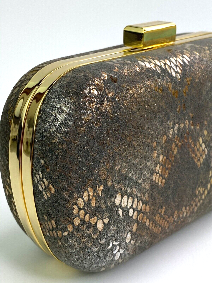 Inge Christopher Multi Metallic Boa Print Leather Minaudiere Evening ...