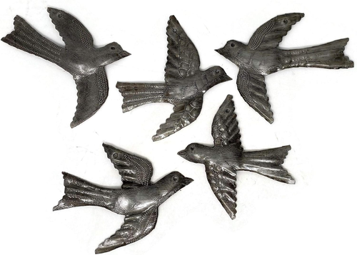 Set of 5 Small Birds Flying, Decorative Bird, Metal Wall Hanging ...