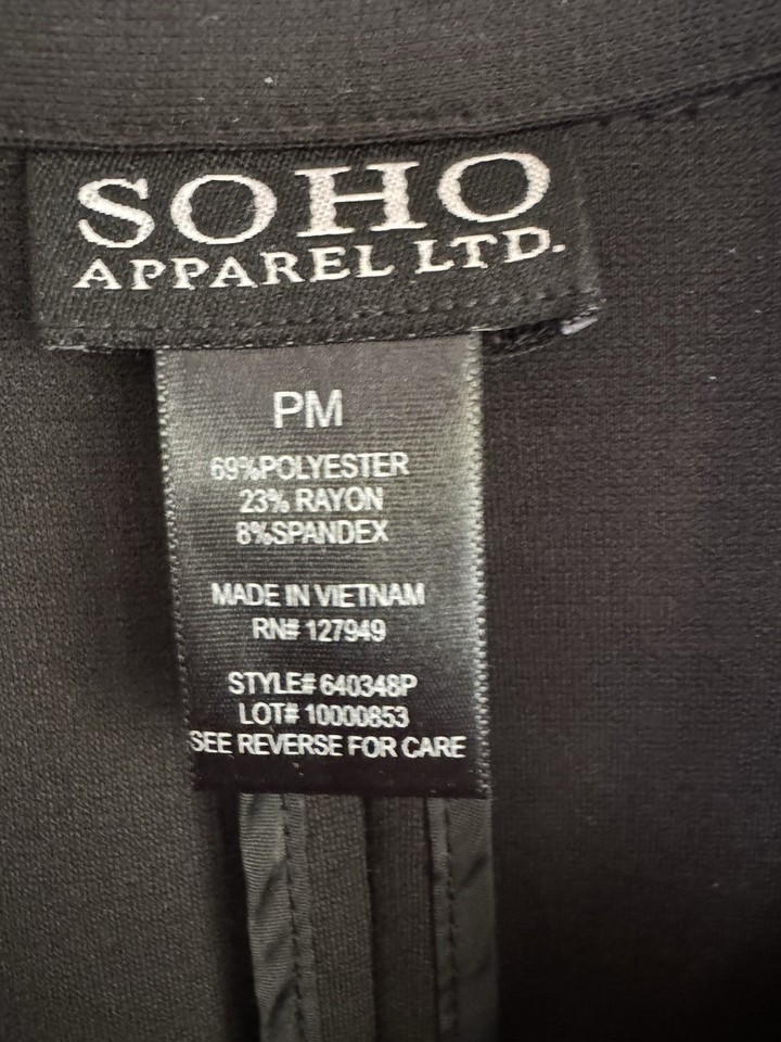 SOHO Womens Black Career Blazer Jacket ~ Size M Petite~ One Button ...