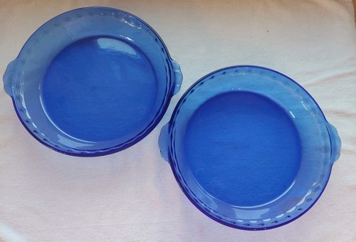 VTG PYREX Cobalt Blue Glass Fluted Pie Pan #229 Crimped Deep Dish Plate ...