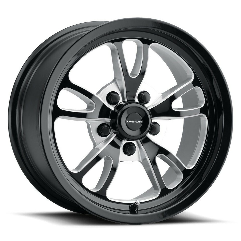 Set 4 15" Vision 149 Patriot Gloss Black Milled Spoke 15x10 Wheels 5x4 ...