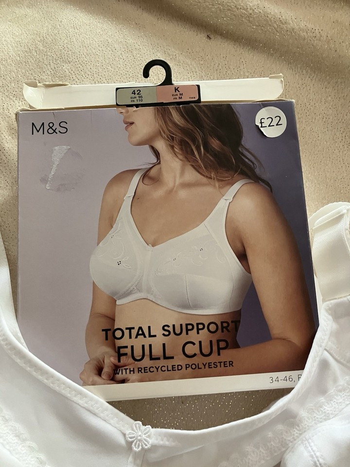 Marks And Spencer M&S Underwear Size 42K Brand-New White Total Support ...
