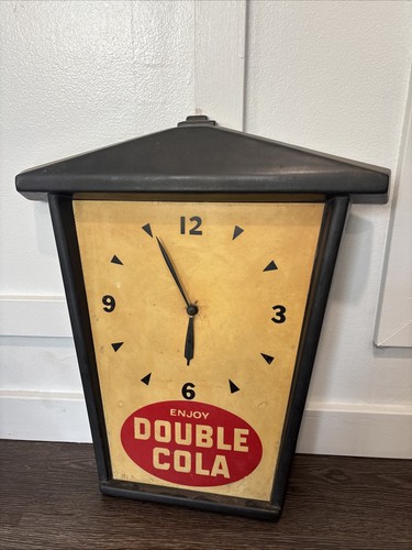 VINTAGE DOUBLE COLA ADVERTISING SODA POP ELECTRIC CLOCK ORIGINAL CORD ...