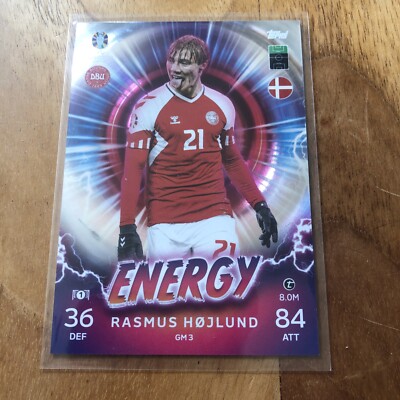 Match Attax Euro 2024 Rasmus Hojlund Denmark Energy Card GM3 Rare Foil ...