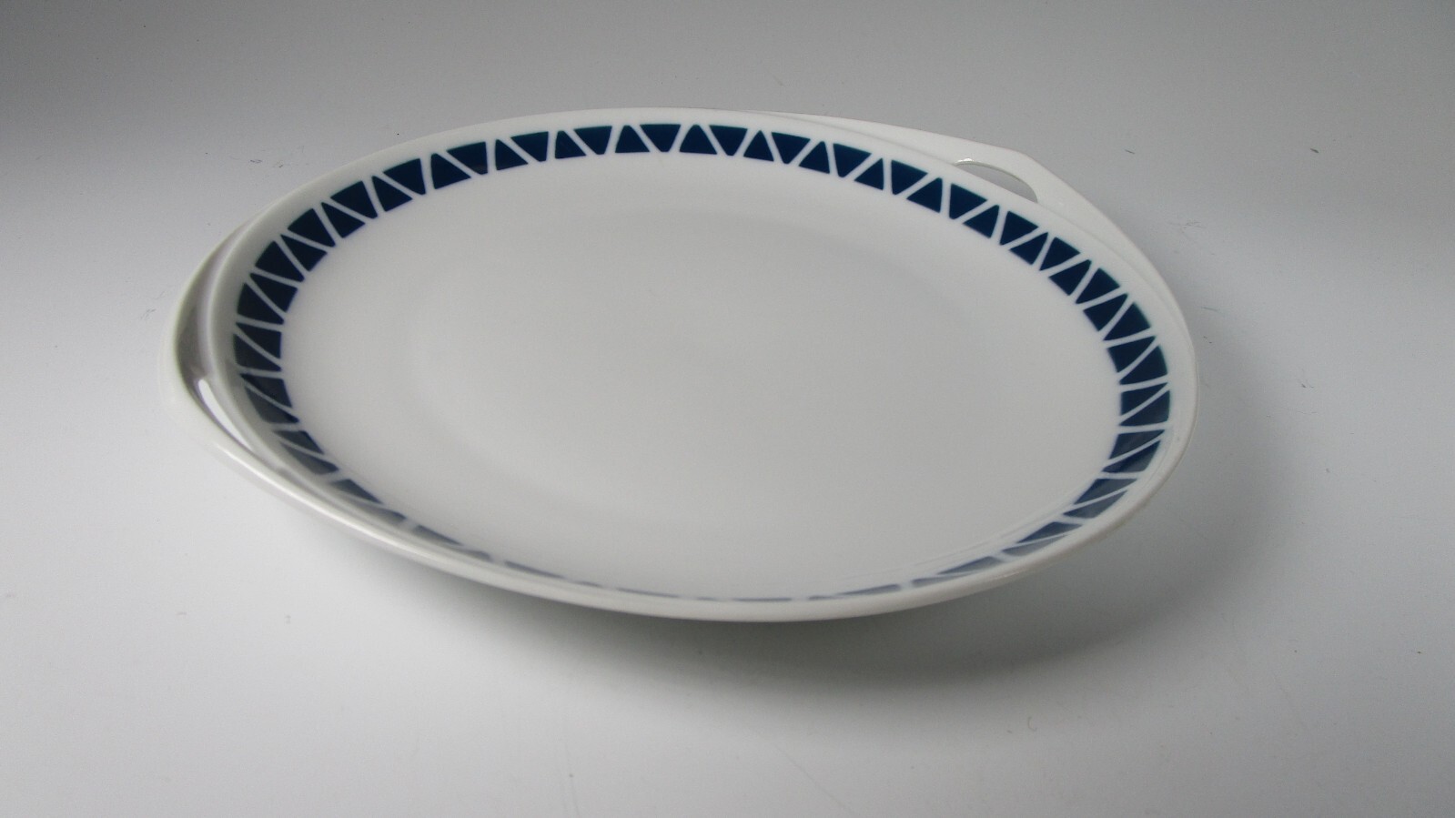 Rosenthal China White with Blue Triangle Rim Handle Dessert Cake Plate ...