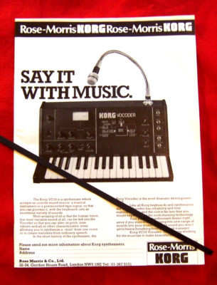 KORG VC10 VOCORDER SYNTHESIZER 1979 ORIGINAL VINTAGE ADVERT | eBay