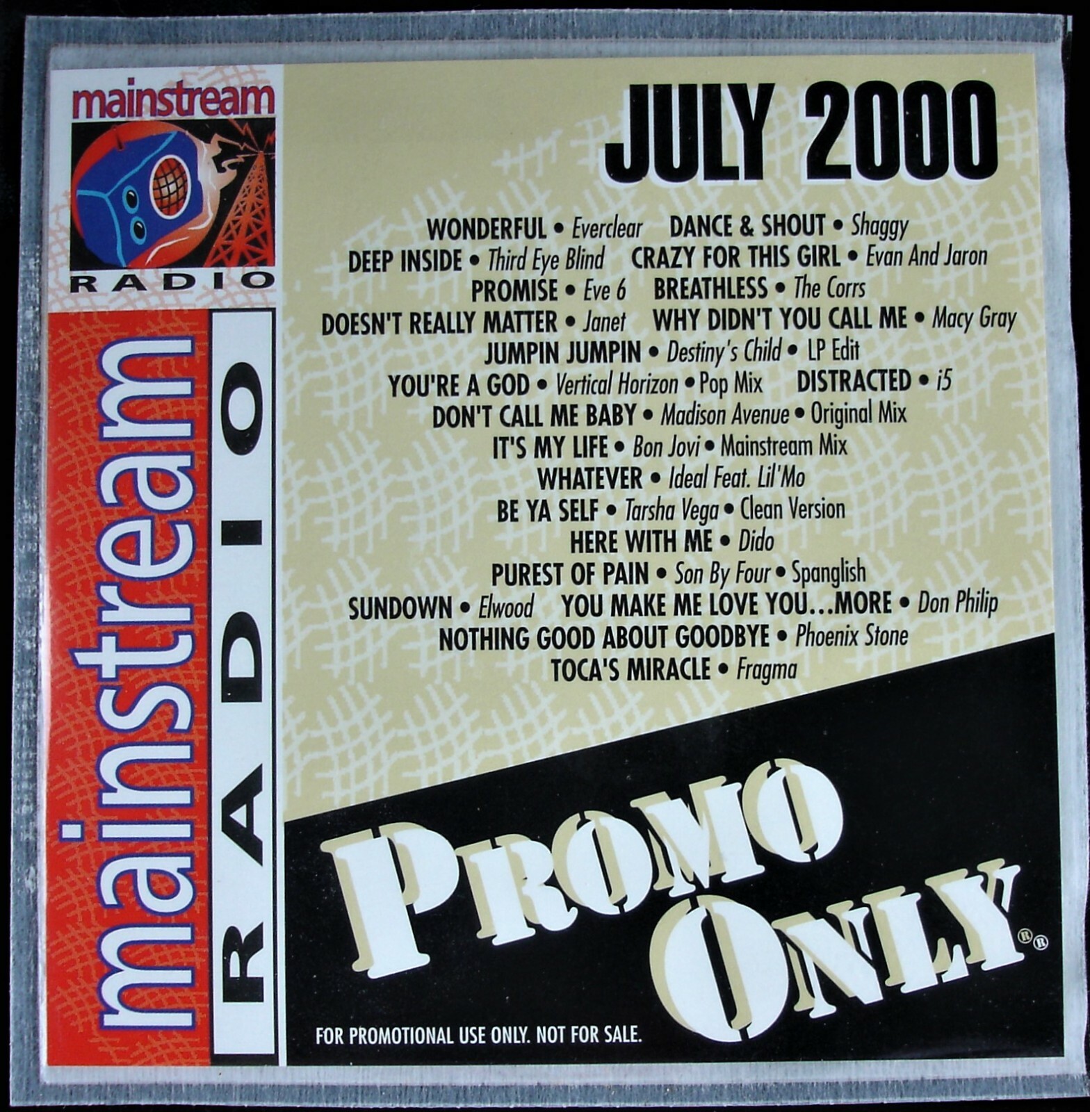 PROMO ONLY "MAINSTREAM RADIO JULY 2000" DJ PROMO CD COMPILATION FRAGMA ...