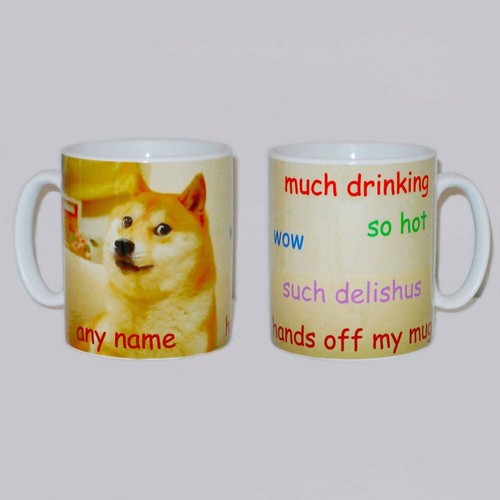 Doge Shibe Internet Meme Mug PERSONALISED Funny Dog Animal Lover Coffee ...