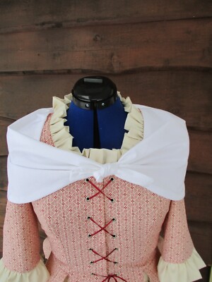 ladies' sz Large White Colonial 1700's cotton neck kerchief costume ...