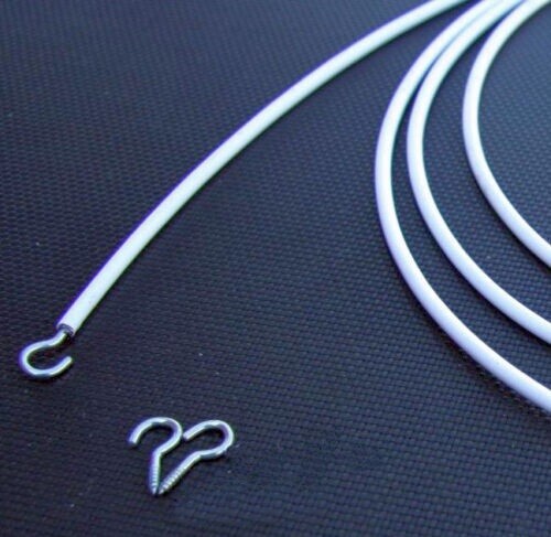 5m CURTAIN STRETCH WIRE Kit inc Hooks & Eyes Expanding Stretchy Spring ...