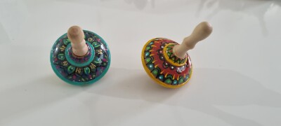Wooden Spinning Top Multicolor. | eBay