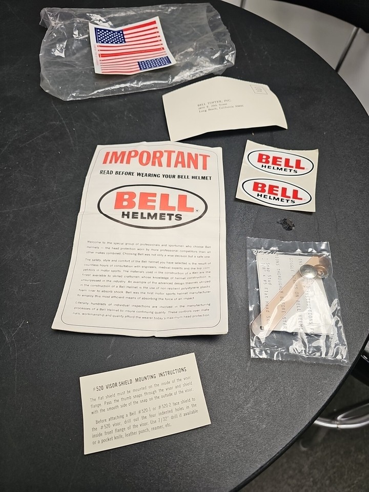 1970 BELL TOPTEX SIZE 6 7/8 AUTO RACING MOTORCYCLE HELMET VISOR WORN ...