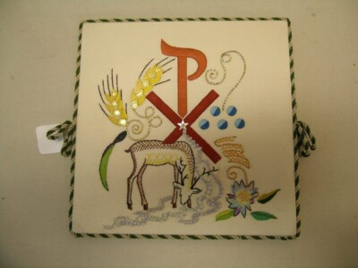 Embroidered Bursa with drinking dear for Corporal Catholic Mass | eBay