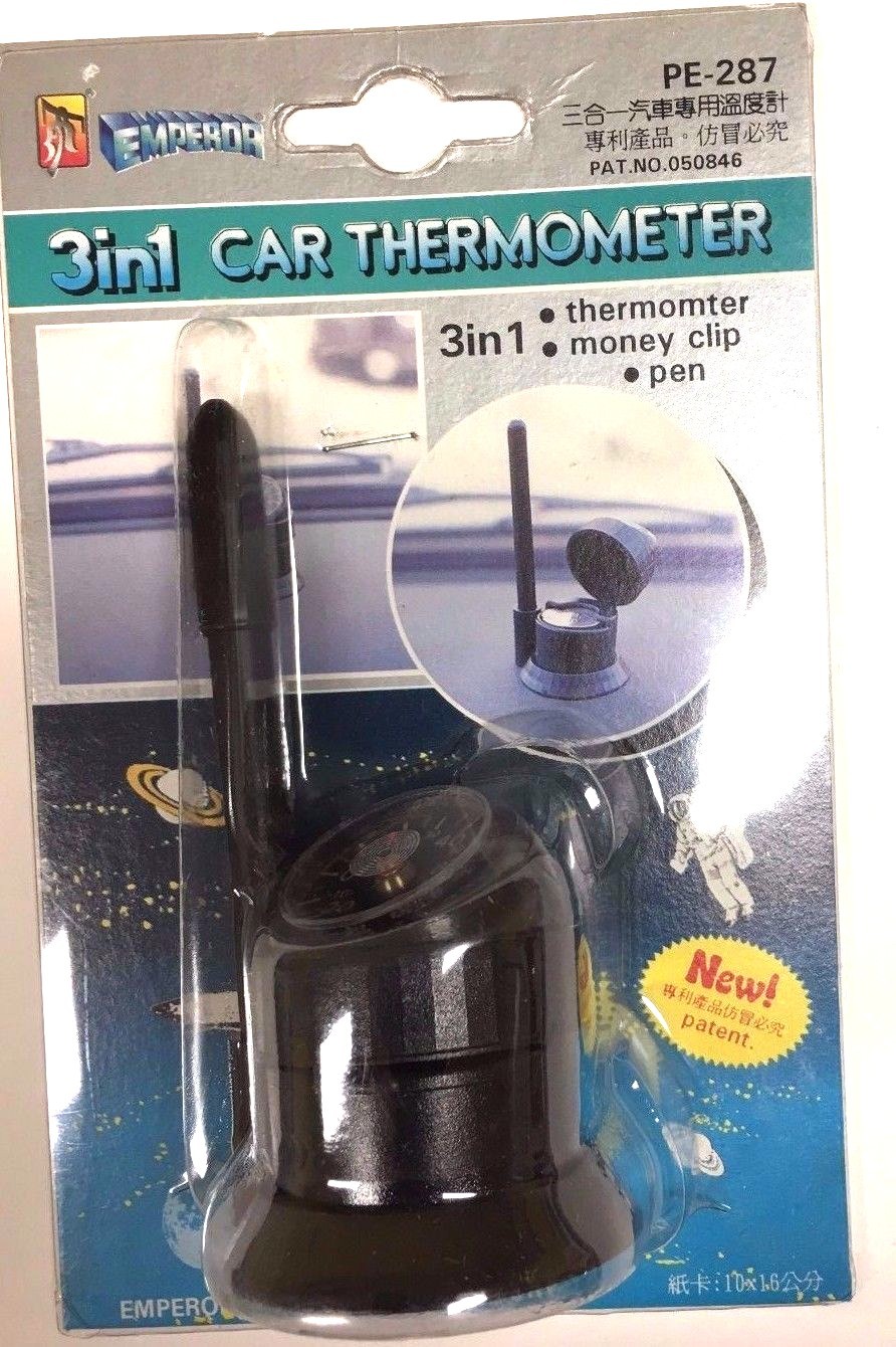 3-IN-1 COMBO VINTAGE CAR/RV/TRUCK/BOAT THERMOMETER COIN CLIP PEN DASH ...