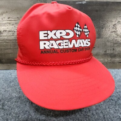 Vintage Expo Raceways Custom Car Show Hat Red Racing Snapback 80s USA ...