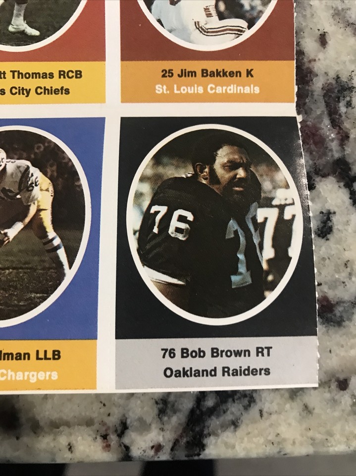1972 Sunoco NFL Action Stamps HOF Bob Brown, John Riggins Raiders Jets ...