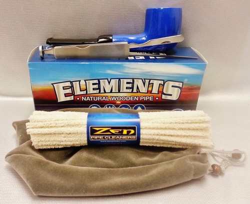 Elements Blue Tobacco Smoking Pipe with Zen Soft Pipe Cleaners and ...