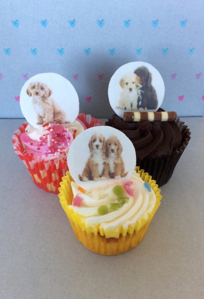 24 Cockapoo Puppy Dog Premium Cupcake Cake Toppers Edible Rice Wafer ...