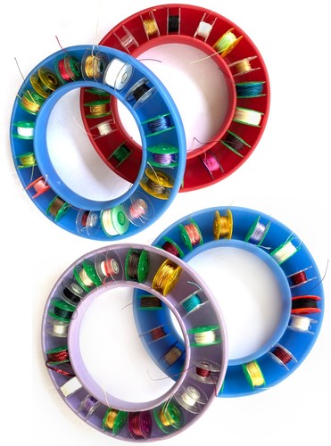 4 Round Bobbin Holders - Circular Shape with 35 Threaded Bobbins | eBay