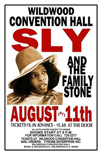 SLY & THE FAMILY STONE 1971 Concert Gig Poster Wildwood NJ CONVENTION ...