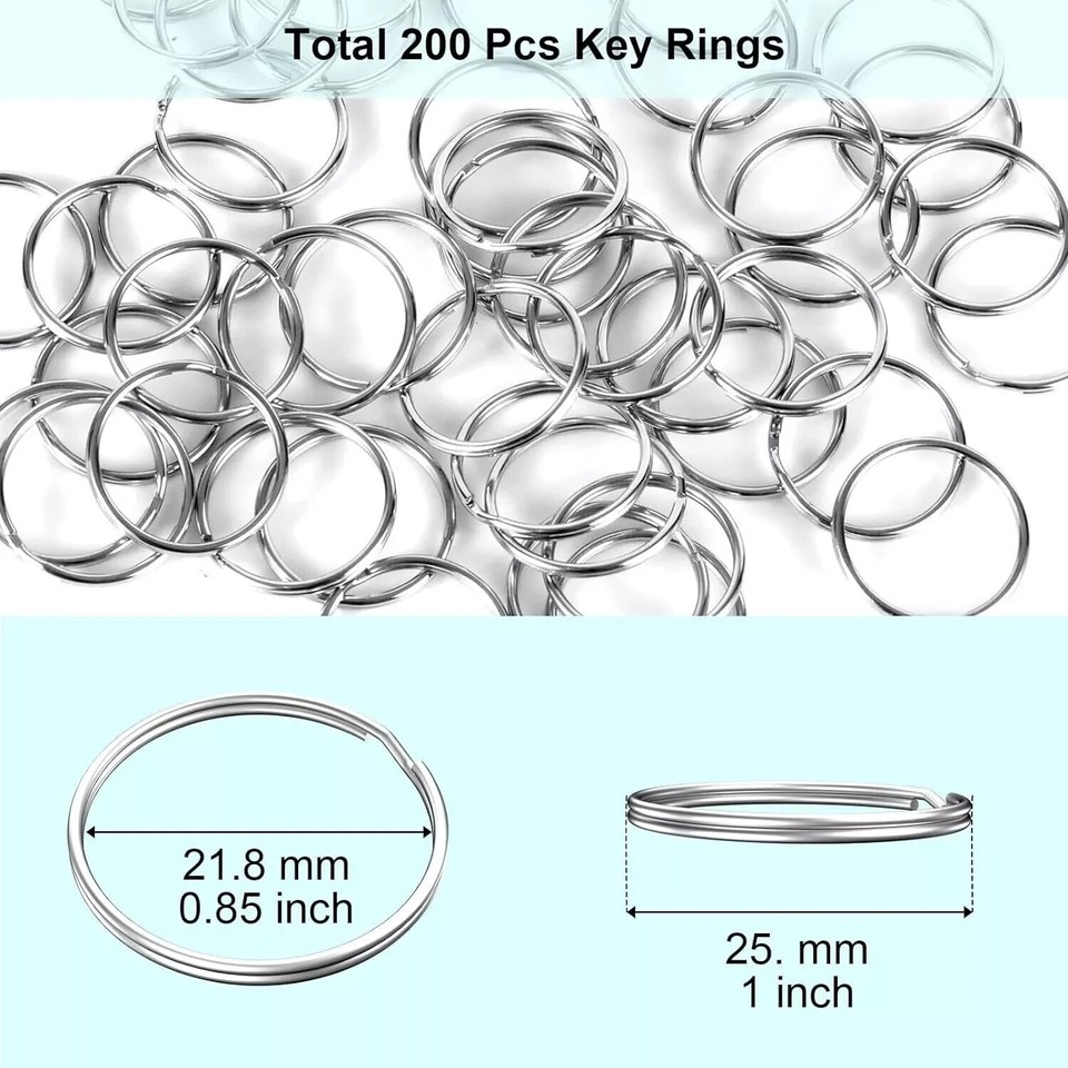100PCS Key Rings Bulk Split Key Rings Keychain Rings and Crafts 1 Inch ...