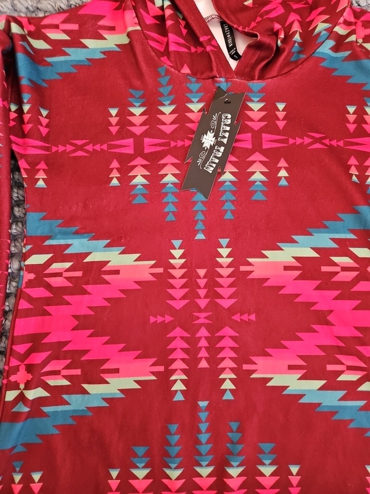 NWT CRAZY TRAIN SOUTHWEST MAROON HOODIE SWEATSHIRT SIZE SM | eBay