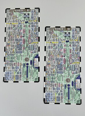 2 Pc Streetwise Maps Inc 2011 Washington DC Metrorail DC Mall Map Card ...