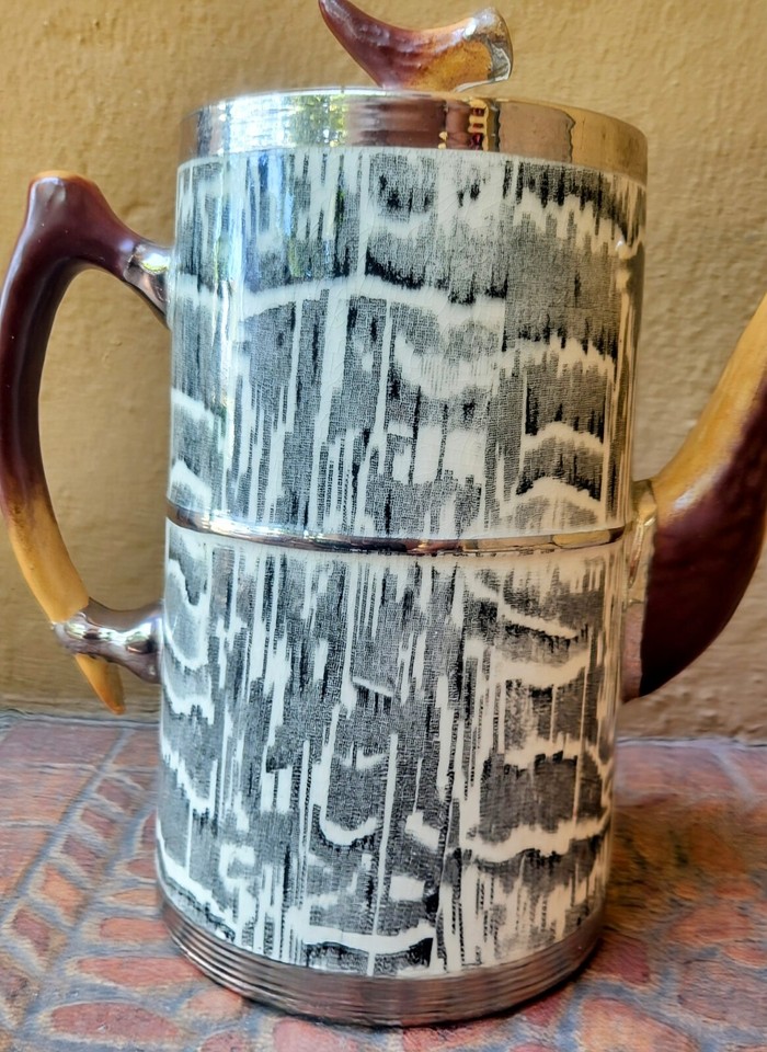 Arthur Wood Faux Bois Coffee Chocolate Pot Wood Grain Antler Motif ...