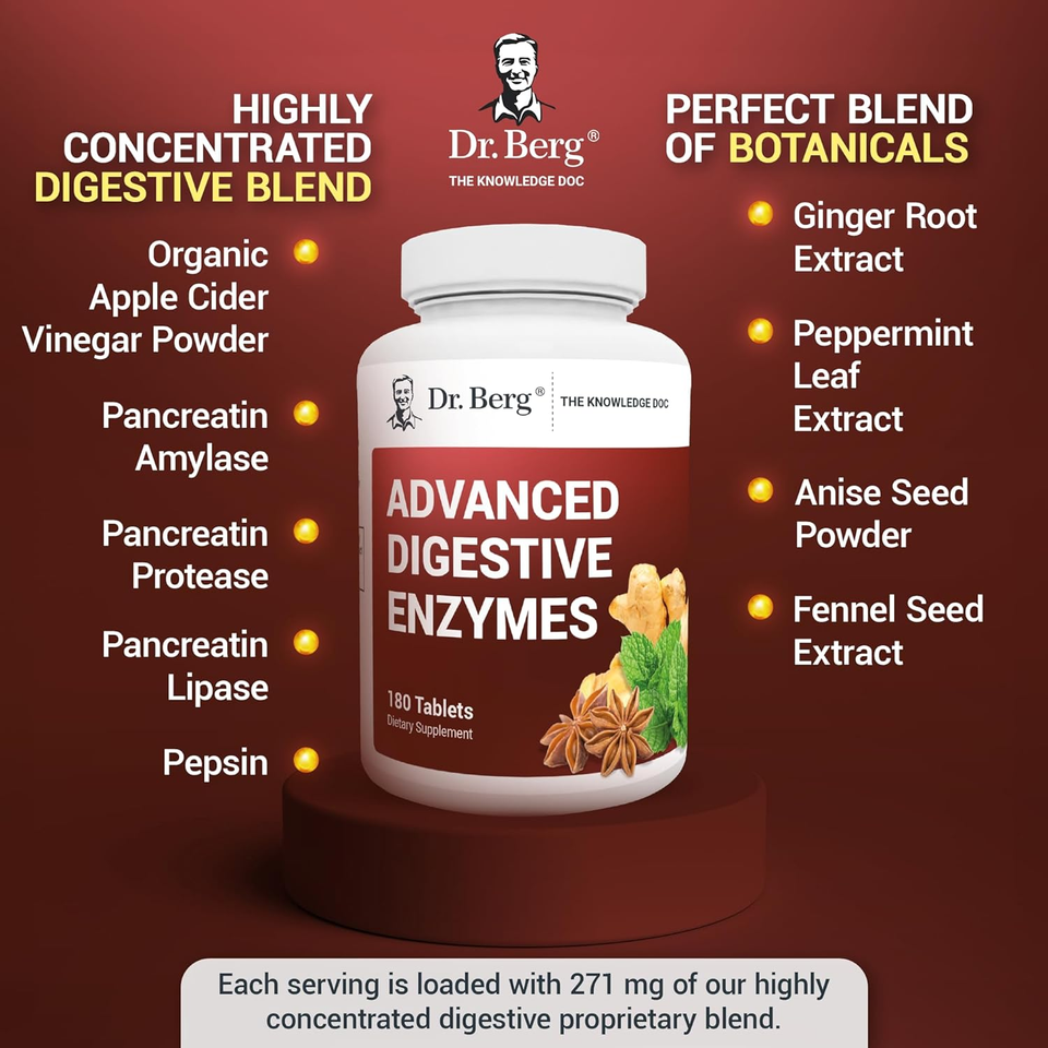 Dr. Berg Advanced Digestive Enzymes with Apple Cider Vinegar - Includes ...