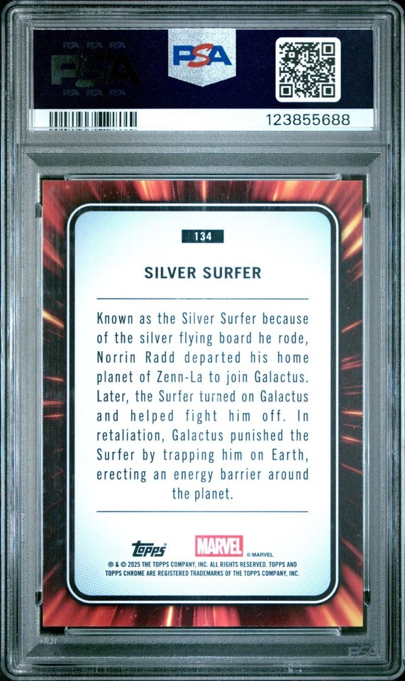 2025 TOPPS CHROME MARVEL 134 SILVER SURFER GOLD WAVE /80 PSA 9 Pop 1 | eBay