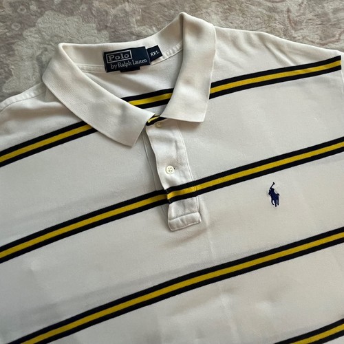 Polo by Ralph Lauren XXL Striped Polo Shirt Blue Yellow Preppy Casual | eBay
