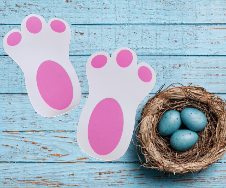 Large Easter Bunny Feet 6 Foam Rabbit Footprints Easter Egg Hunt Paw ...