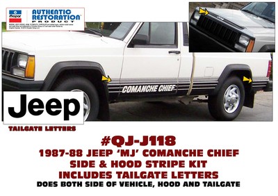 SP - QJ-J118 1987 1988 JEEP COMANCHE CHIEF - MJ - SIDE & HOOD STRIPE ...