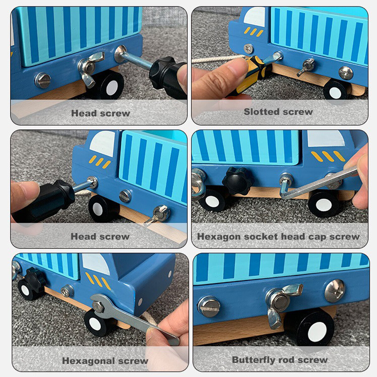Montessori Toy Screwdriver Set Wooden Screwdriver Board Kids Toys Fun ...